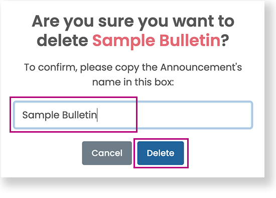 Create, Edit, or Delete a Bulletin